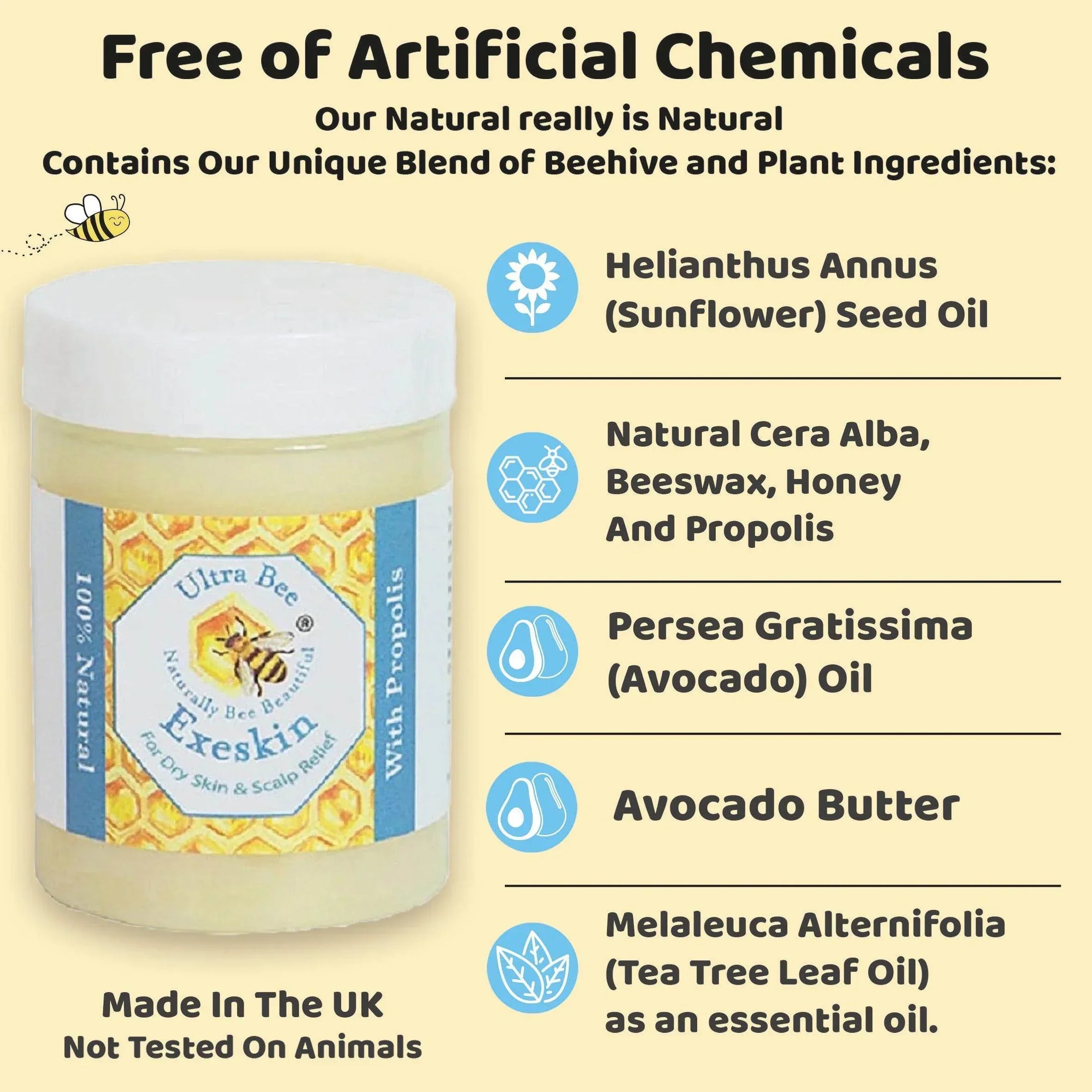 100% Natural Exeskin Dry Skin and Scalp Balm - Ultrabee