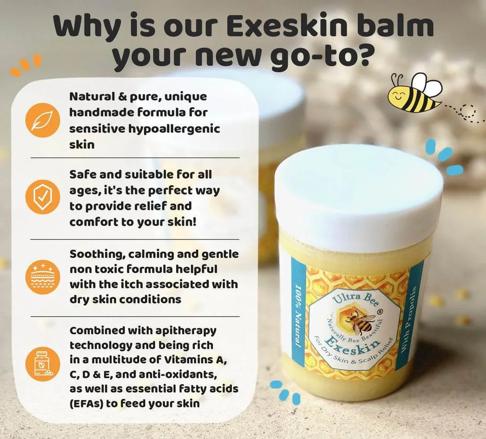 100% Natural Exeskin Dry Skin and Scalp Balm - Ultrabee